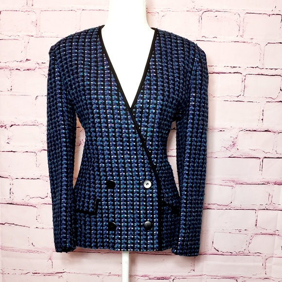 jaeger | Jackets & Coats | Vintage Jaeger Double Breasted Blue Tweed ...
